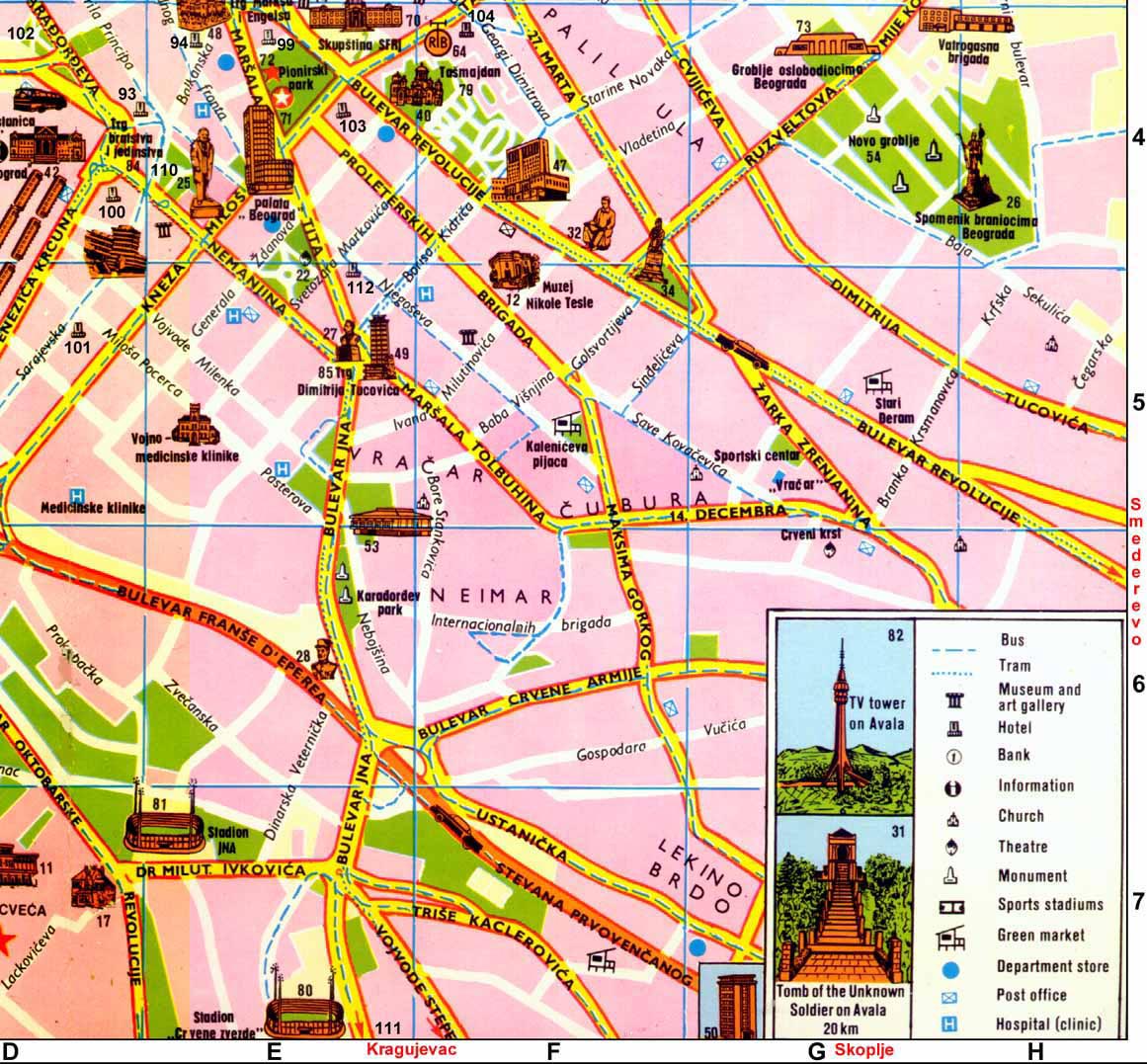 Map of Belgrade - Southeast